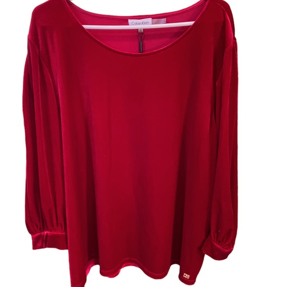 Calvin Klein | Tops | Calvin Klein Red Velvet Tunic Top | Poshmark